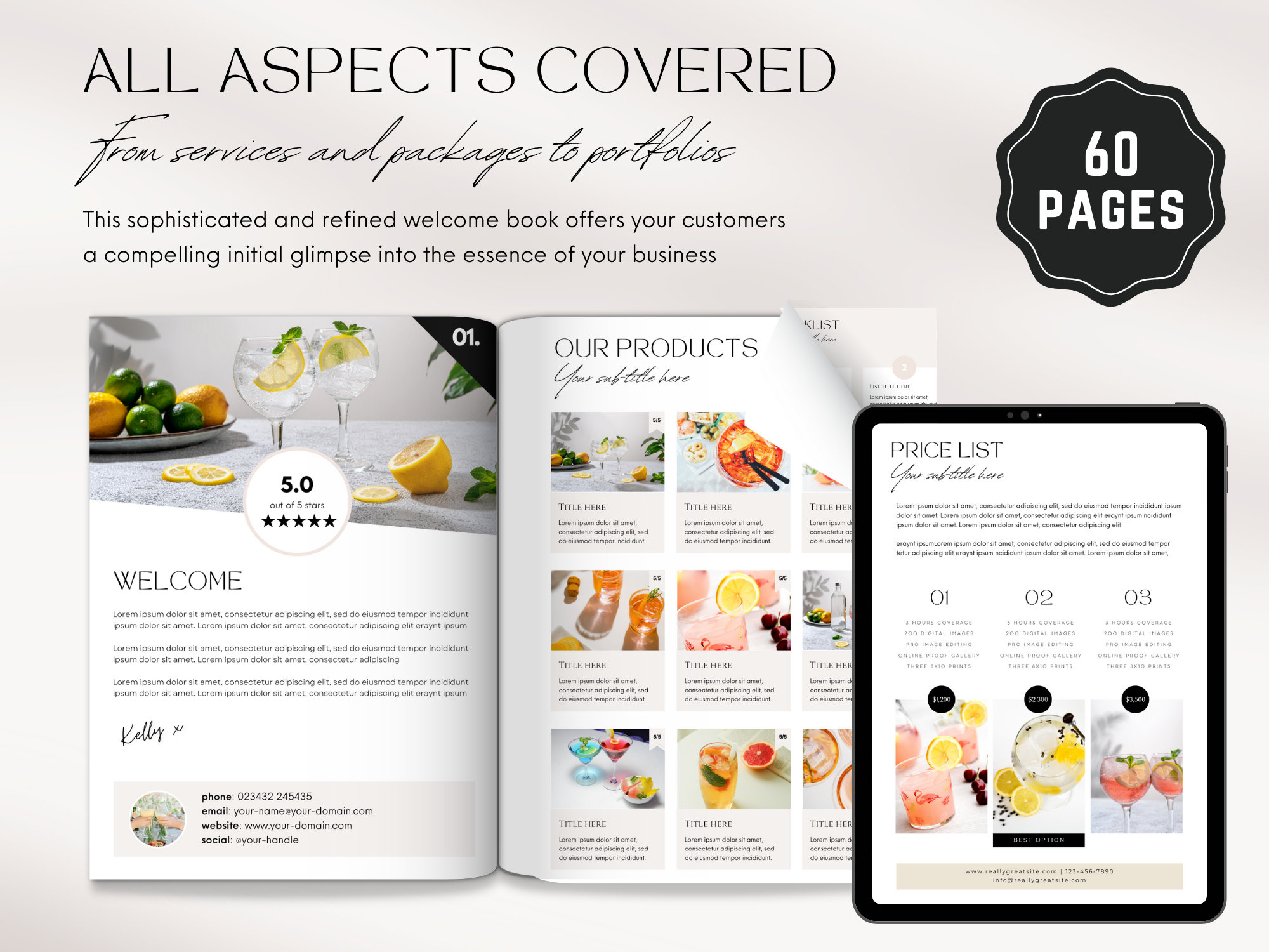 Bartender Welcome Packet, Event Planner, Portfolio Template, Magazine ...
