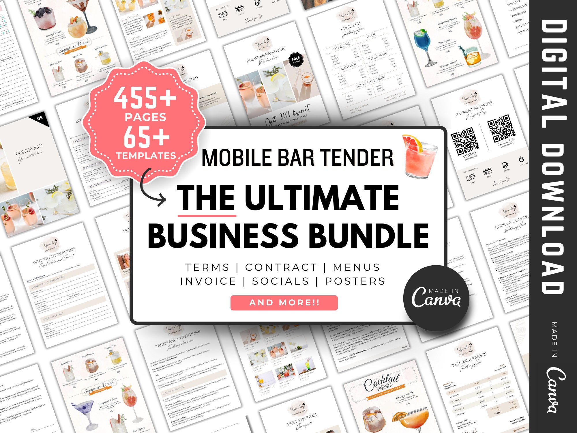 Mobile Bar Forms, Editable Bartending Business Contract, Bartending ...