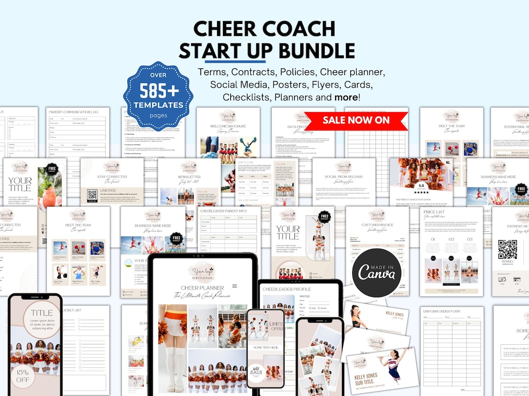 Editable Cheer Coach Planner, Cheerleading Team Practice Tracker, 580 ...