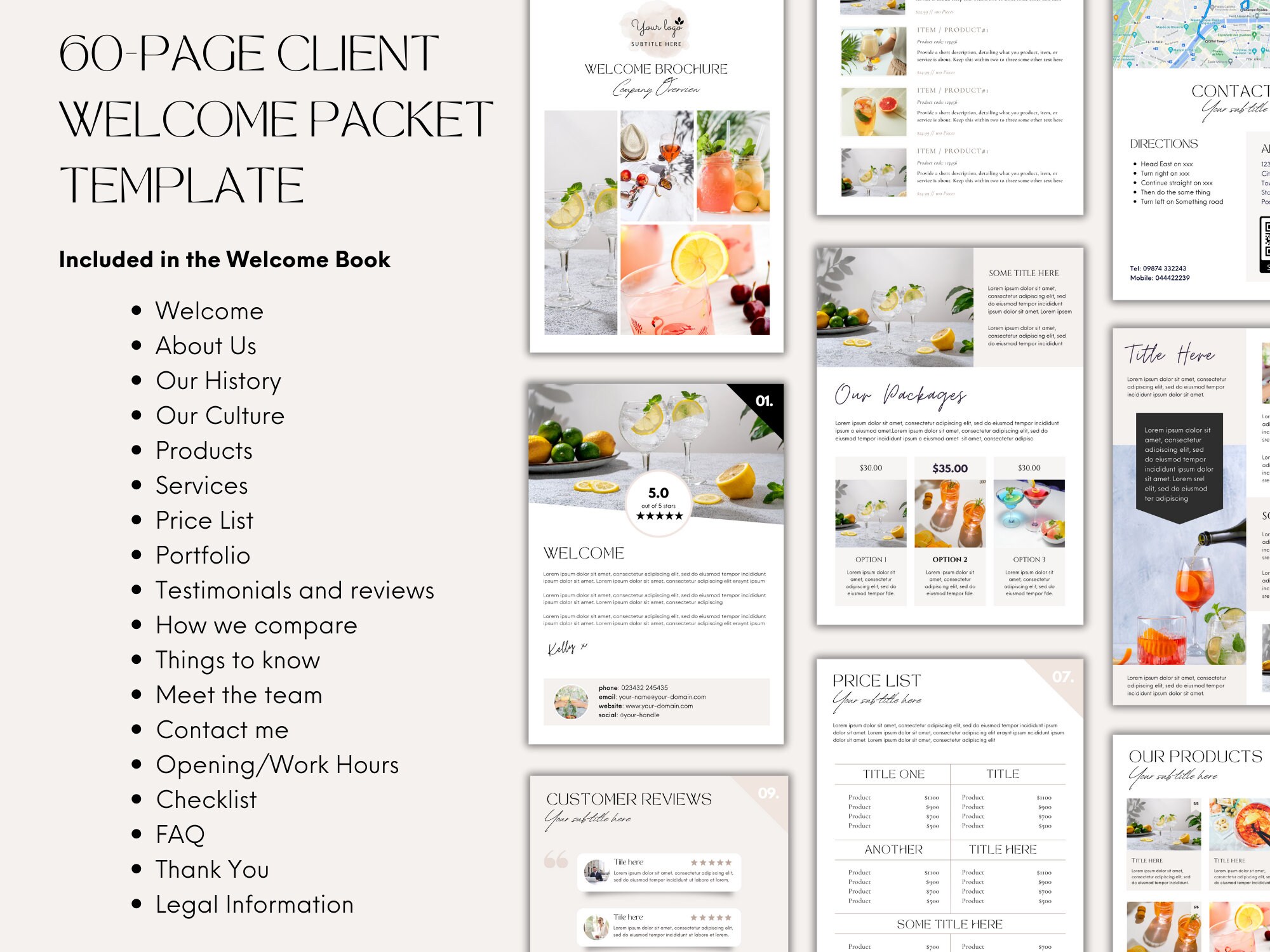 Bartender Welcome Packet, Event Planner, Portfolio Template, Magazine ...