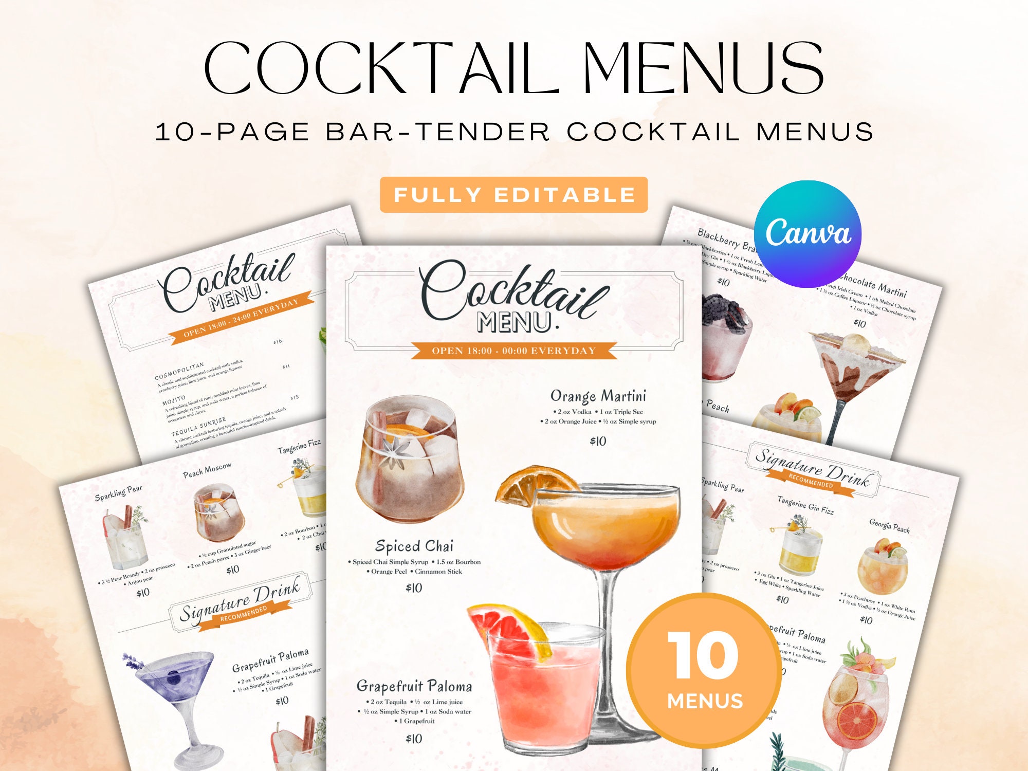 Bartender Cocktail Menu, Bar Tender Drink Menu Template, Magazine Guide ...