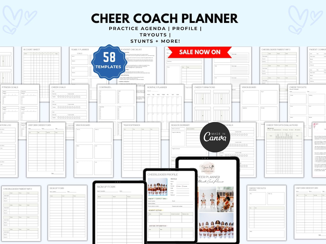 Editable Cheer Coach Planner, 55+ Pages (canva Template) - Etsy