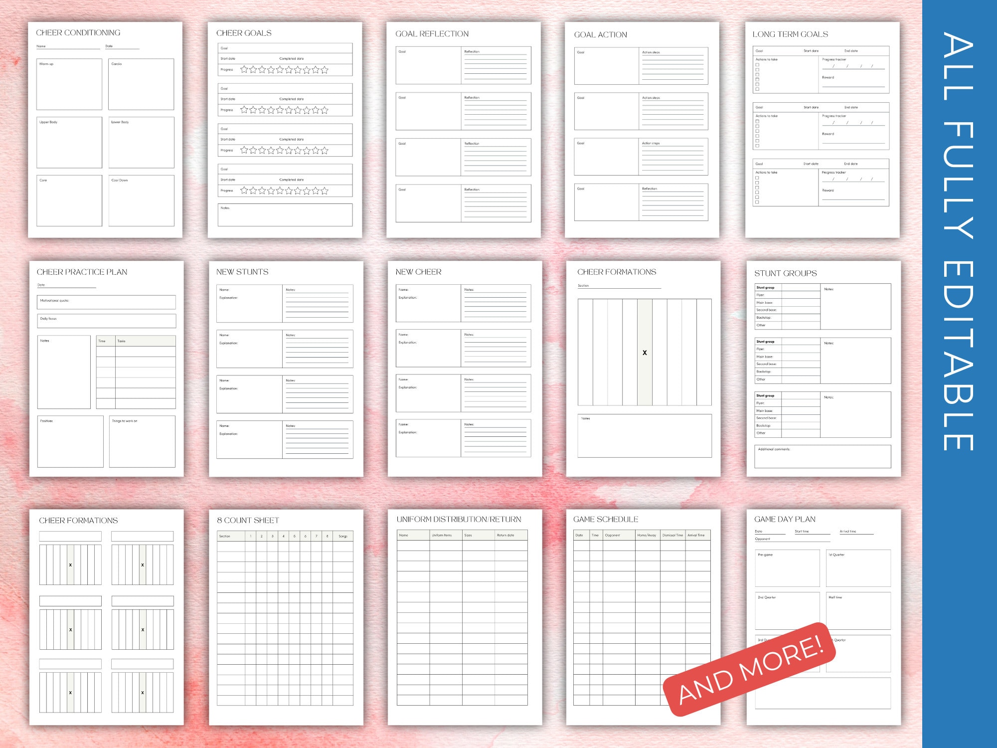 Cheer Coach Planner, Cheerleading Contract Forms, Editable Coaching ...