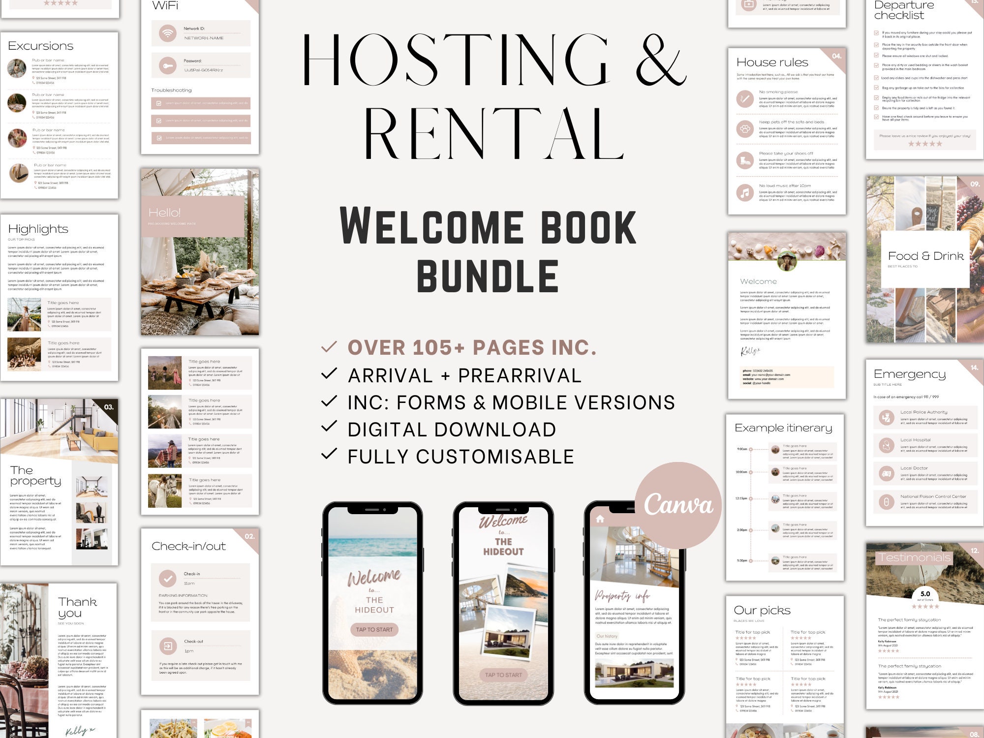 Airbnb/vrbo Host Bundle Template, Welcome Book Airbnb, Editable Airbnb ...