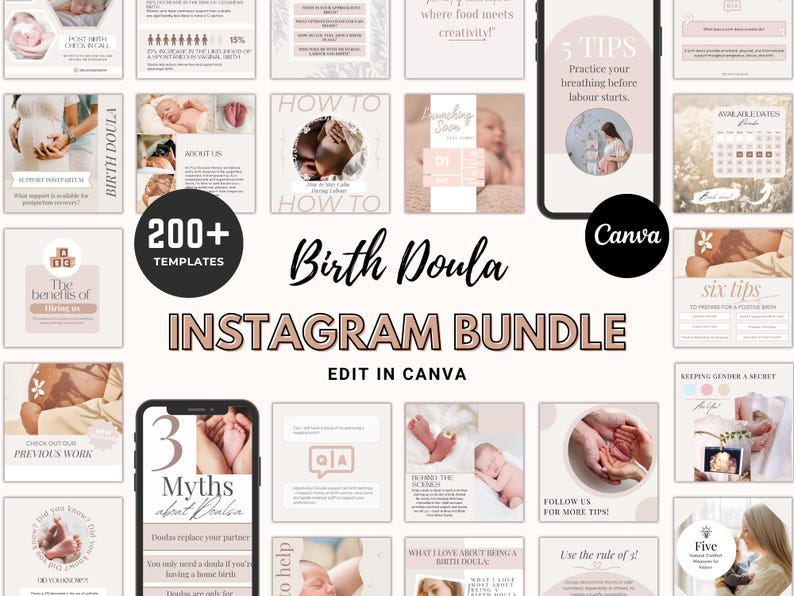 Birth Doula Instagram Templates, Editable Birth Doula Posts & Stories ...