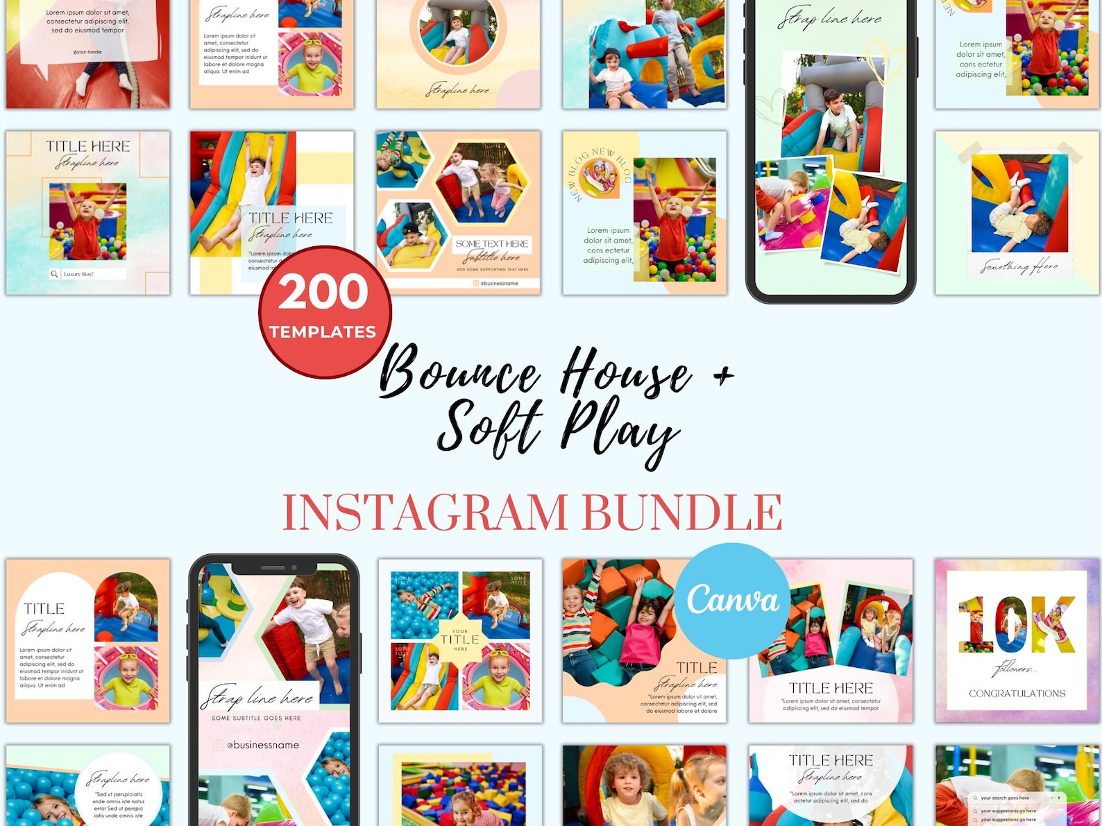 Bounce House Instagram Templates, Event Planner Social Media (canva) - Etsy