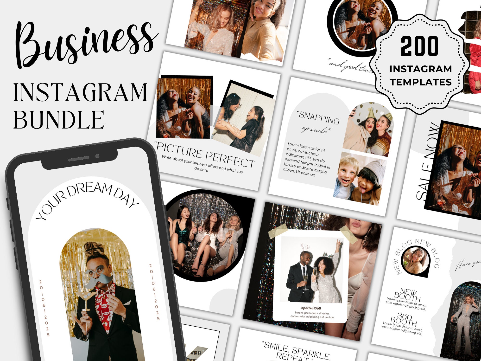 Photo Booth Business Instagram Templates, Minimalist Instagram Posts ...