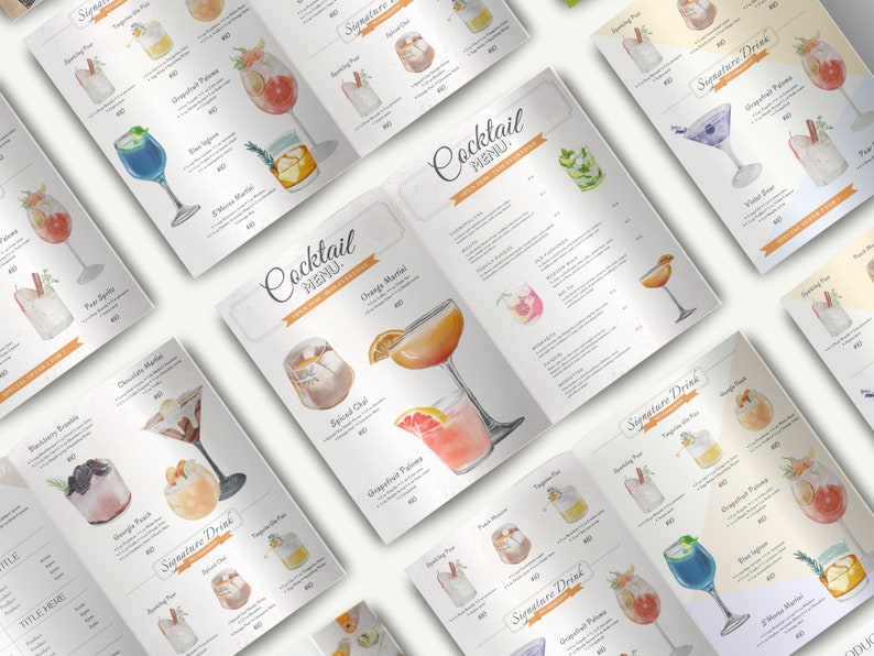 Bartender Cocktail Menu, Bar Tender Drink Menu Template, Magazine Guide ...