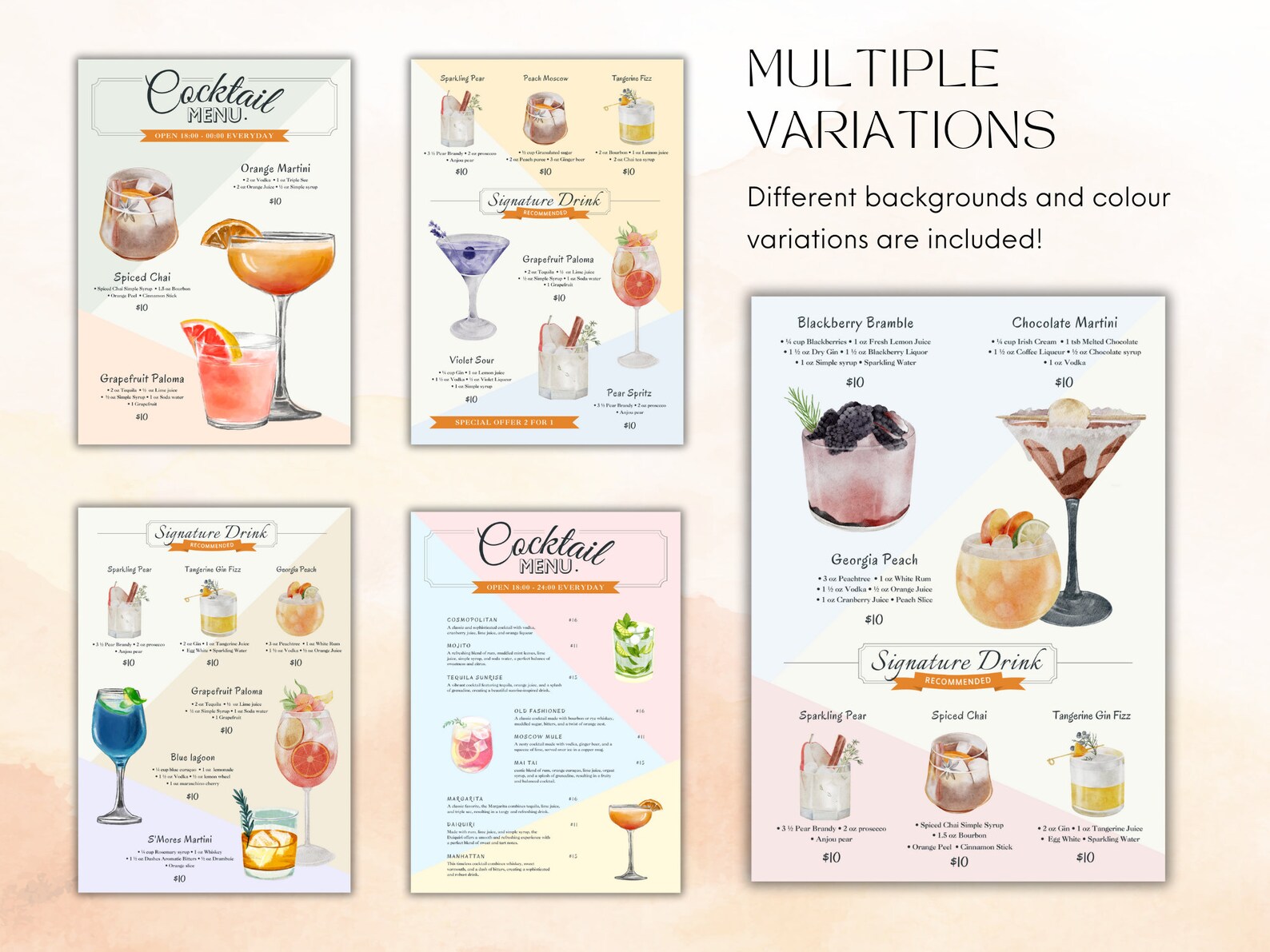 Bartender Cocktail Menu, Bar Tender Drink Menu Template, Magazine Guide ...