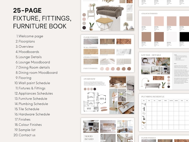 Interior Design Template Finishes, Furniture, Hardware & Fixtures ...