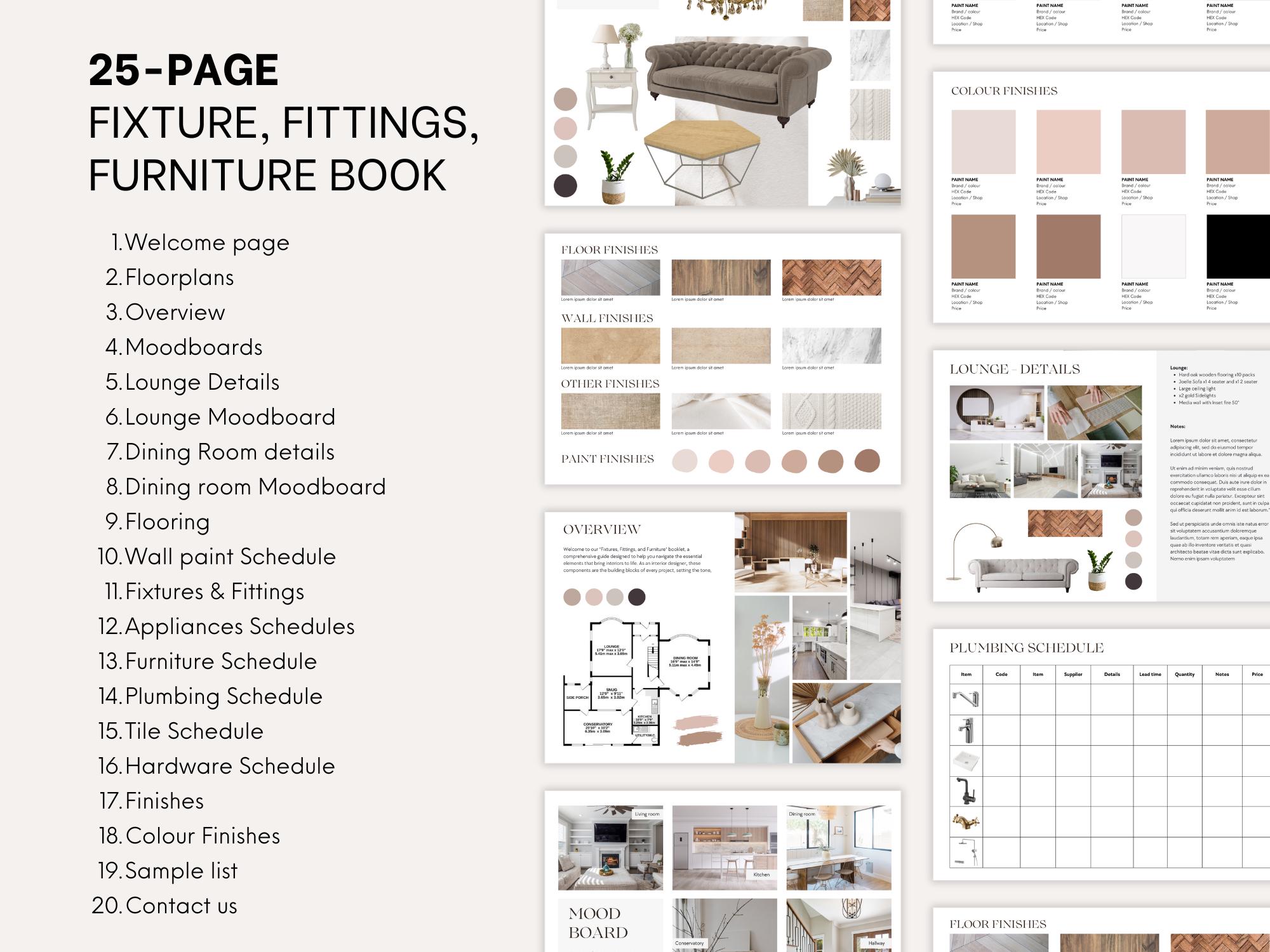 Interior Design Template Finishes, Furniture, Hardware & Fixtures ...