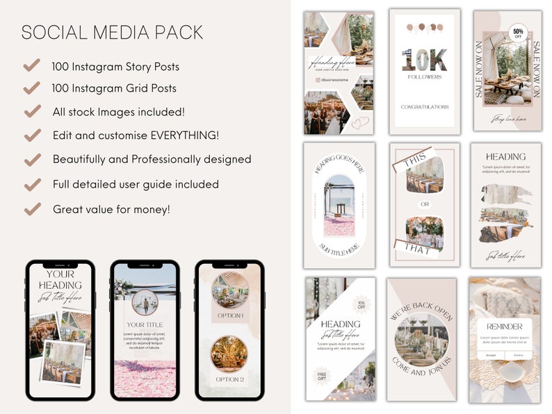Venue Hire Business Instagram Templates, Minimalist Instagram Posts ...