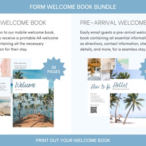Airbnb Host Bundle, Beach Welcome Book Template, House Manual Guidebook ...