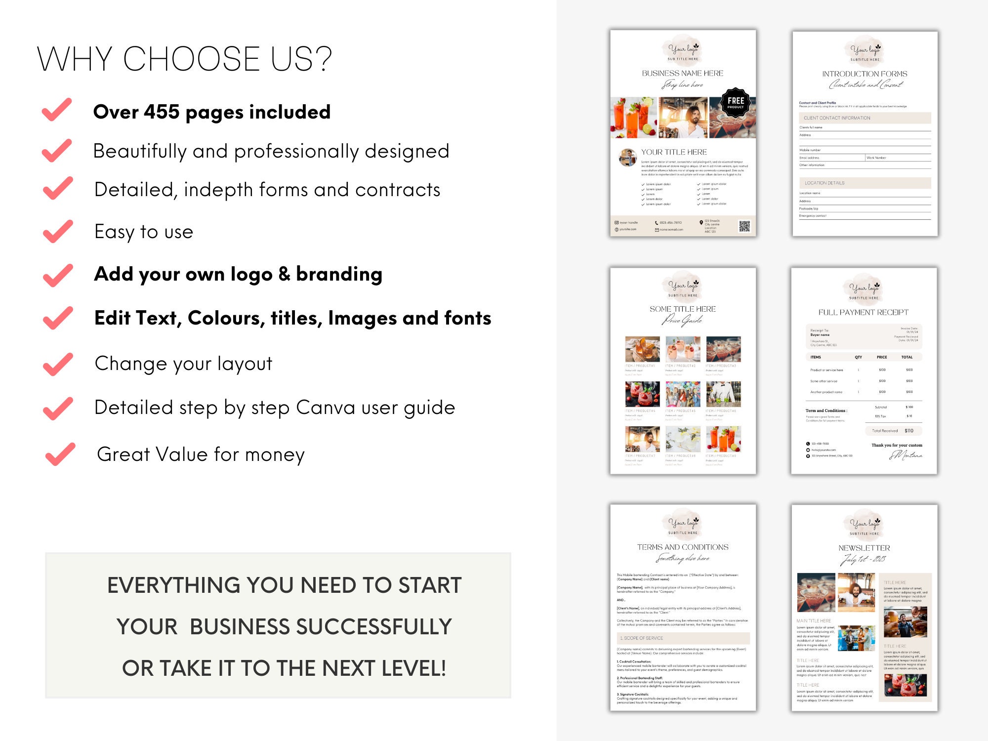 Mobile Bar Forms, Editable Bartending Business Contract, Bartending Business, Bartender Services ...
