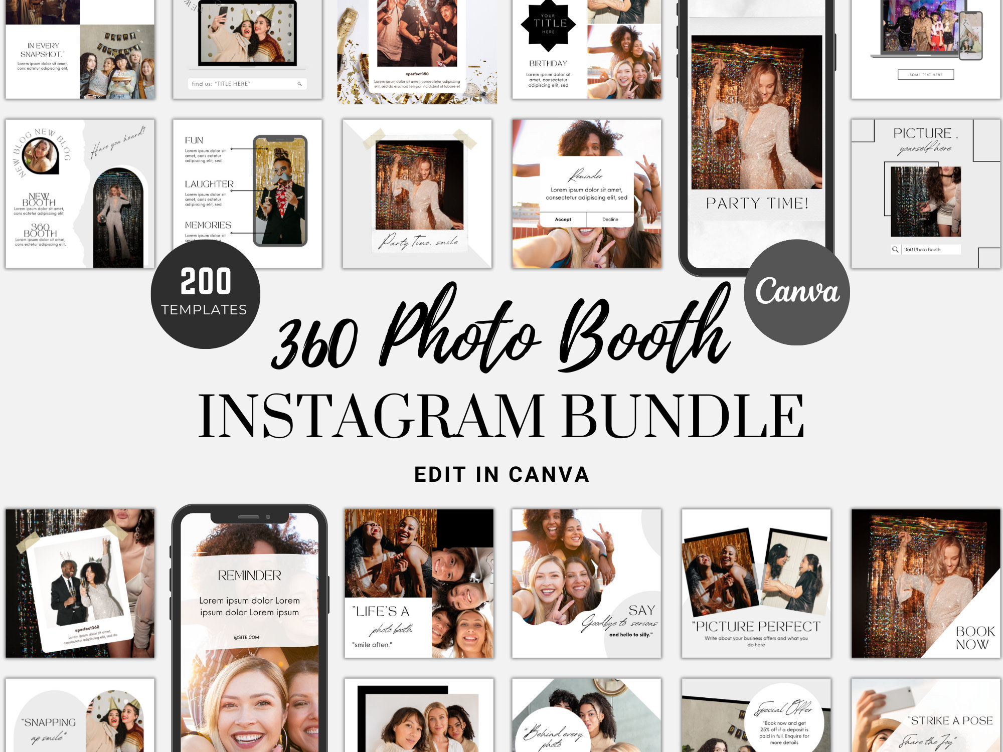 Photo Booth Business Instagram Templates, Minimalist Instagram Posts ...