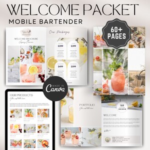 Bartender Welcome Packet, Event Planner, Portfolio Template, Magazine Guide Brochure, Editable ...