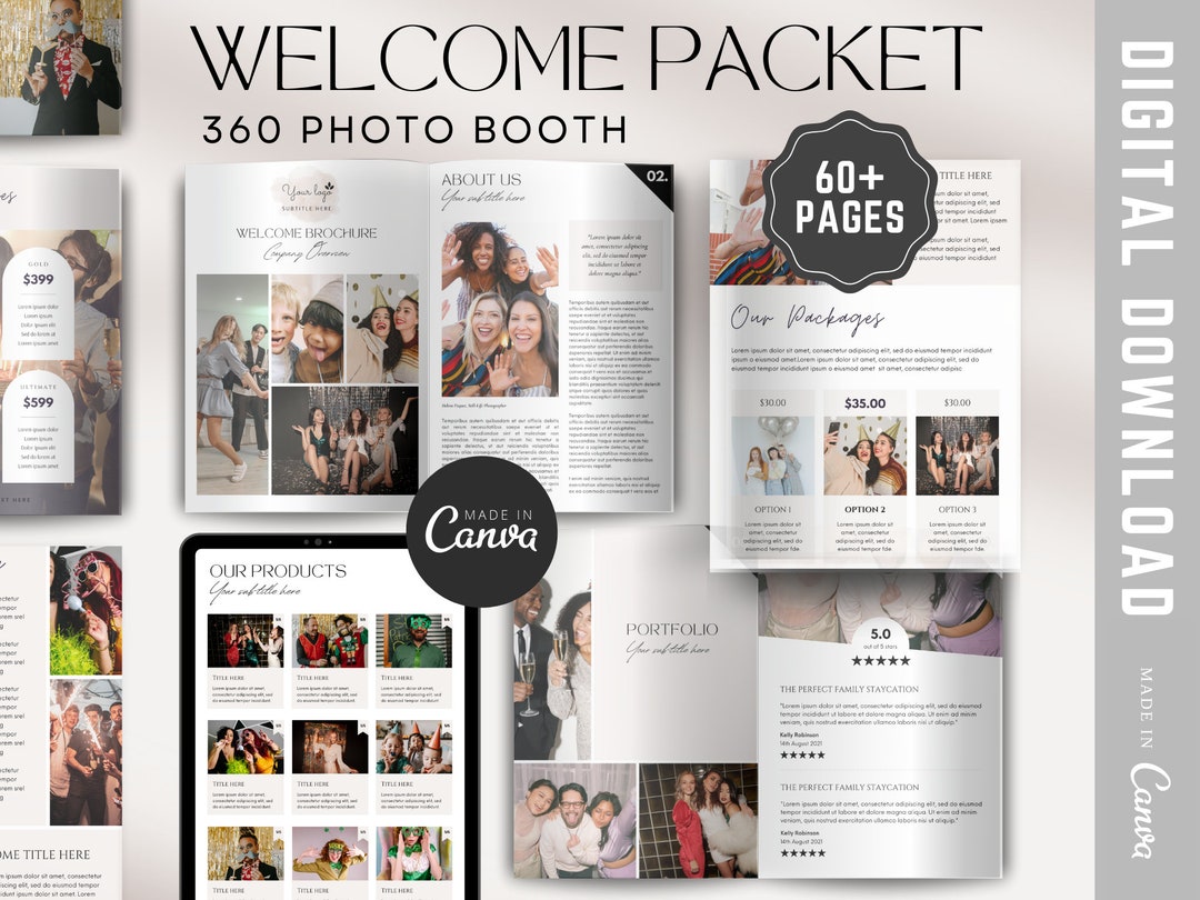 360 Photo Booth Welcome Packet, Event Planner, Portfolio Template Guide ...