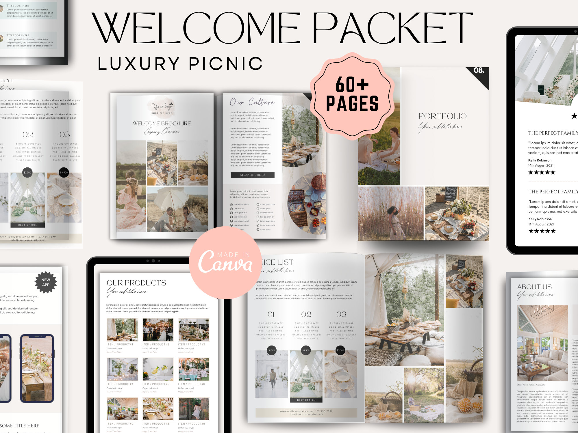 Editable Luxury Picnic Form Bundle, Business Contract Template, Rental ...