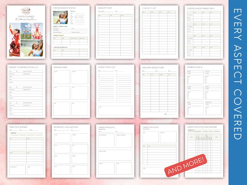 Cheer Coach Planner, Cheerleading Contract Forms, Coaching Planner ...