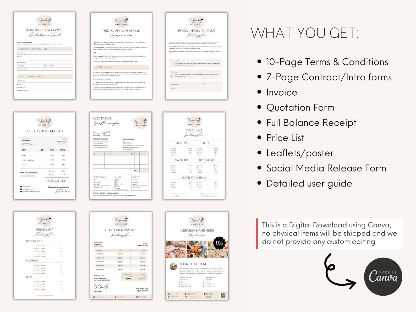 Luxury Picnic Business Forms, Event Planner, Picnic Planning, Luxury ...