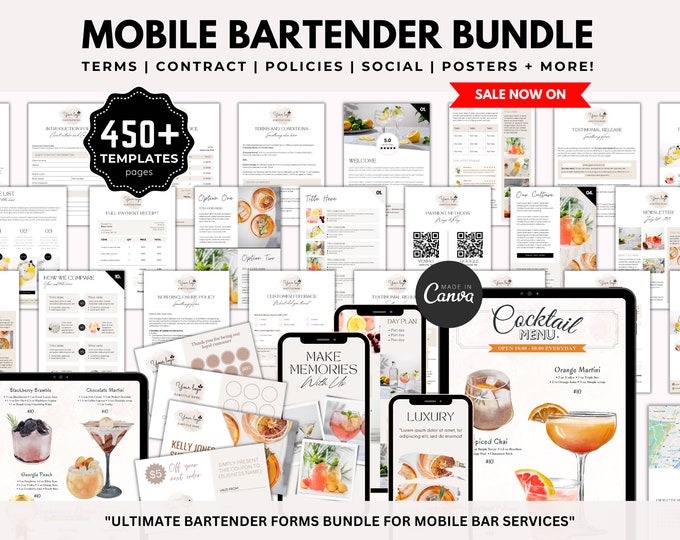 Mobile Bar Forms Bundle, Bartender Business Agreement Templates, Mobile ...