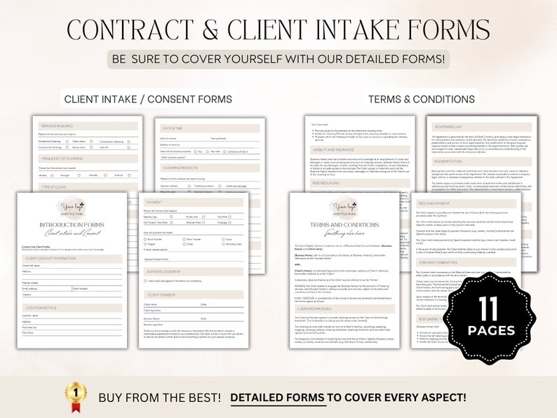 Cleaning Business Forms Bundle, Social Media Template, Editable ...