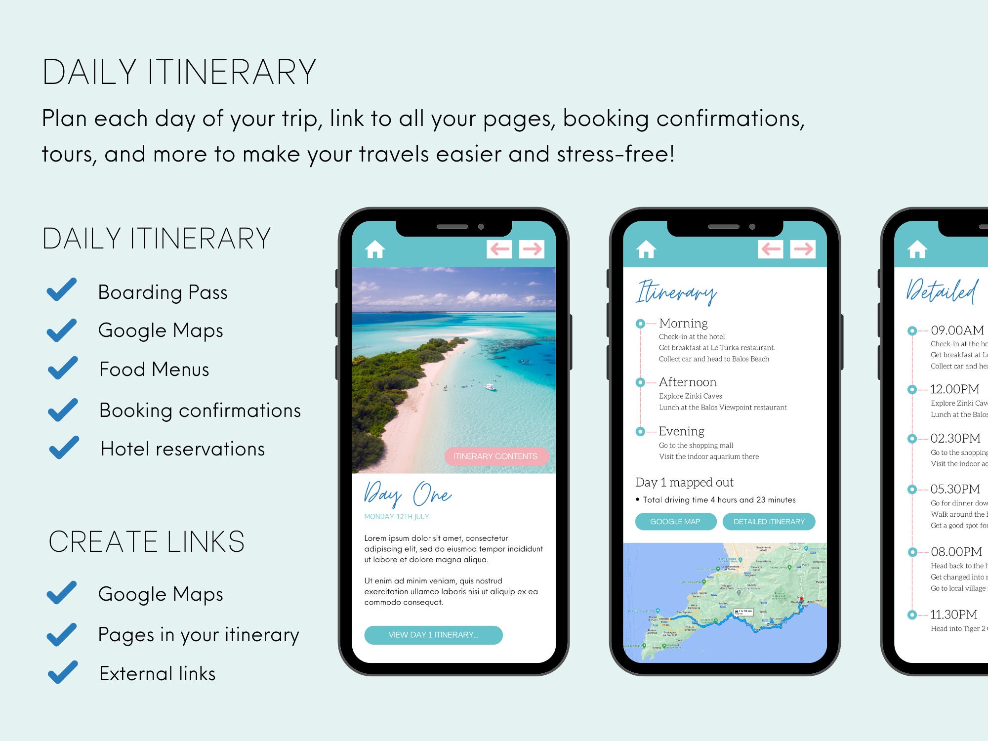 Mobile Travel Planner, Travel Itinerary, Mobile Travel Guide, Editable ...