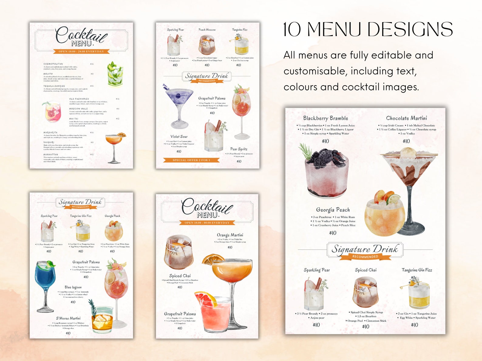 Bartender Cocktail Menu, Bar Tender Drink Menu Template, Magazine Guide ...