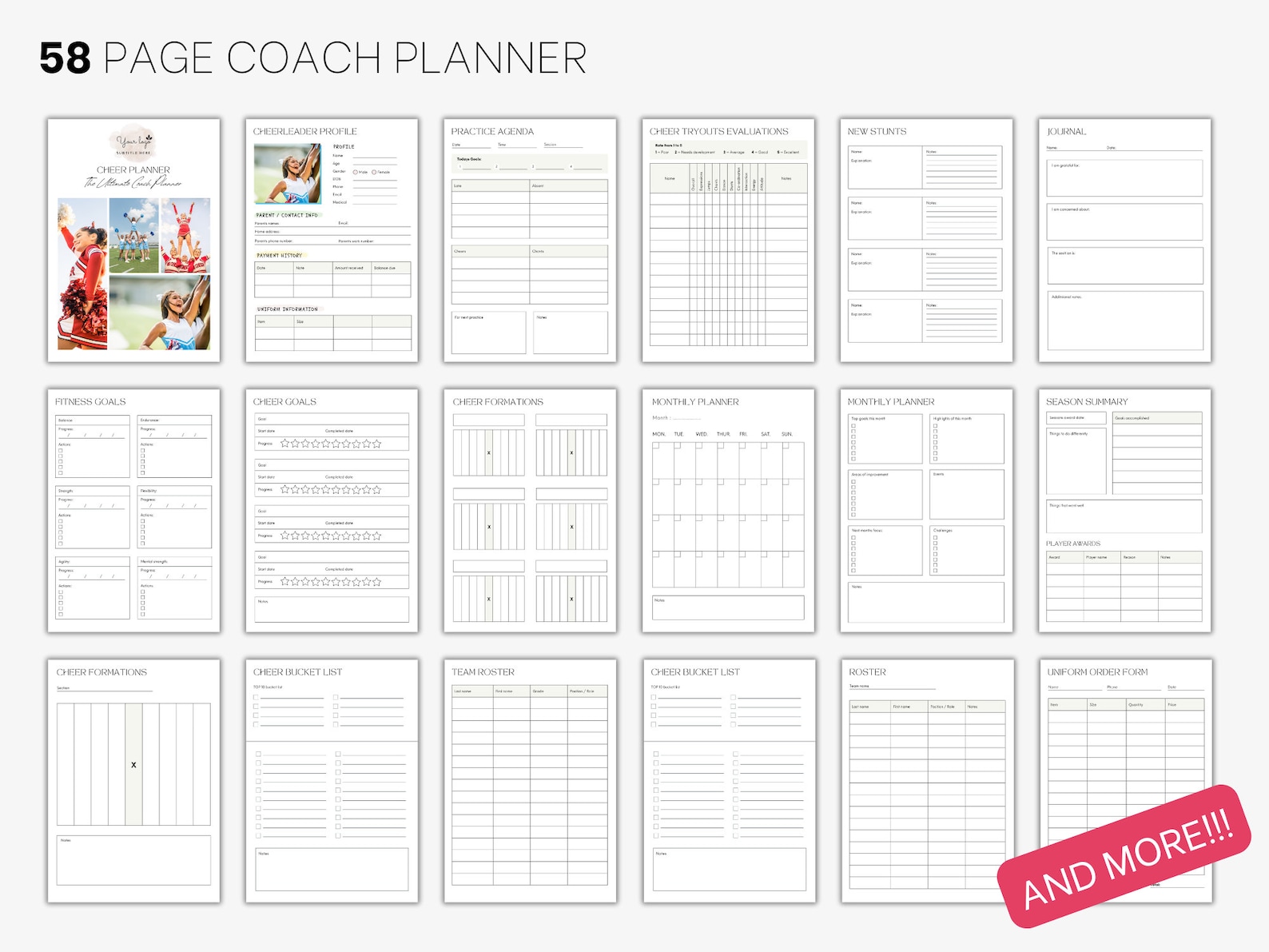 Editable Cheer Coach Binder, Cheer Coach Planner, Cheerleading ...