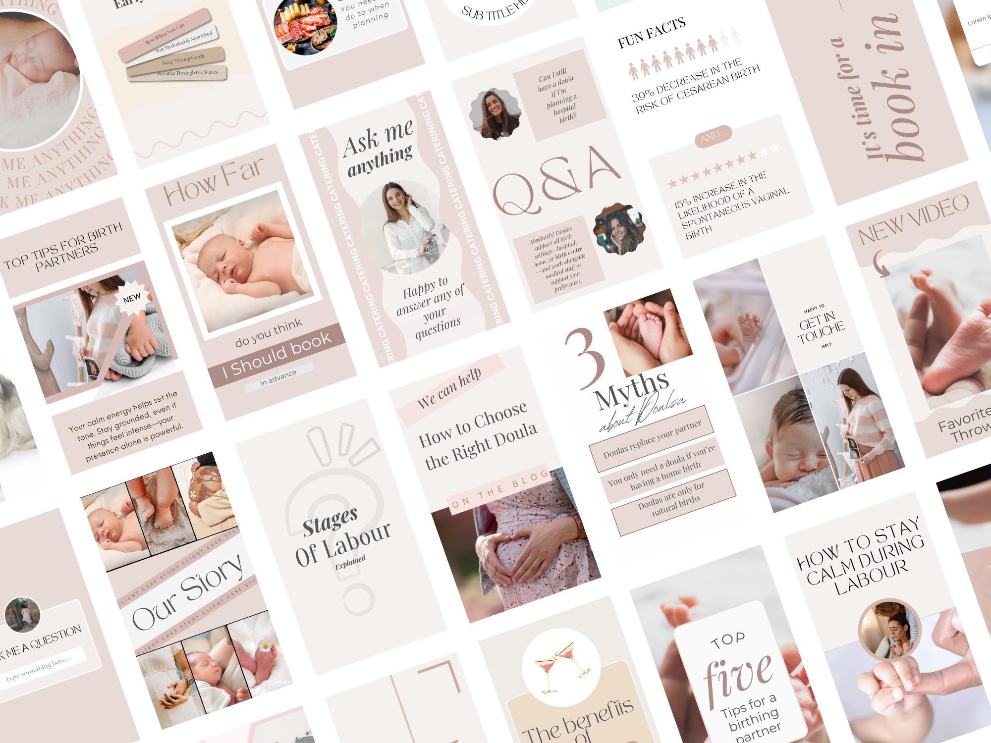 Birth Doula Instagram Templates, Editable Birth Doula Posts & Stories ...