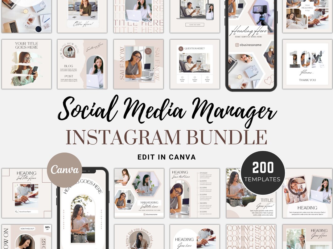 Social Media Manager Instagram Post Templates, Editable Marketing ...