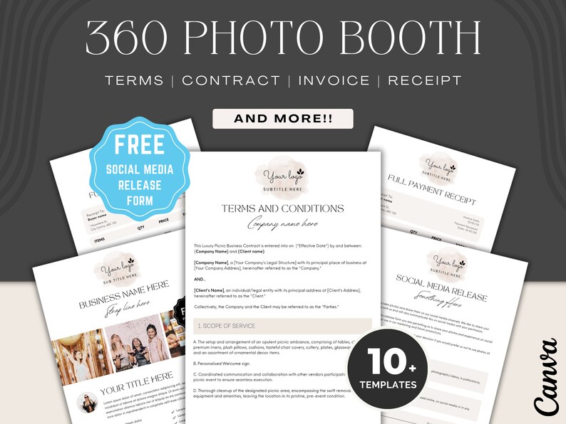 360 Photo Booth Contract Template Business Bundle, Marketing Template ...