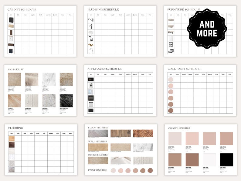 Interior Design Template Finishes, Furniture, Hardware & Fixtures ...