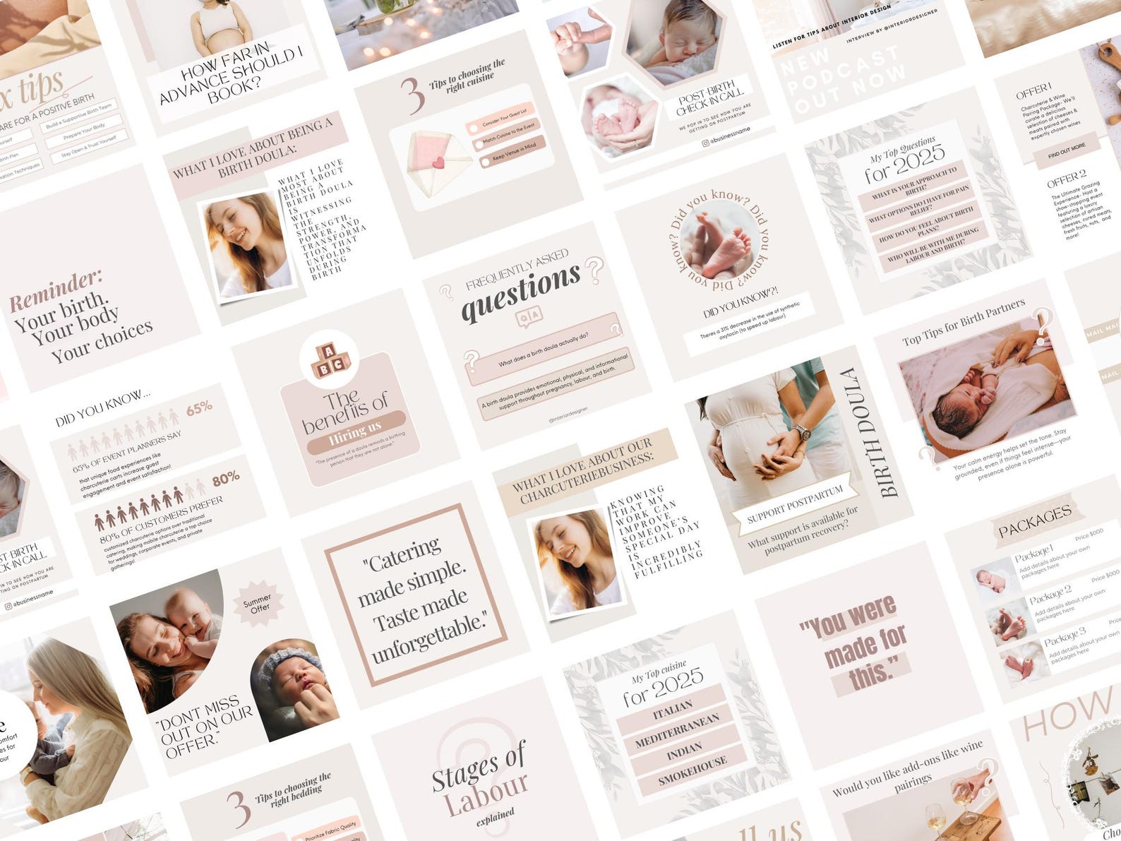 Birth Doula Instagram Templates, Editable Birth Doula Posts & Stories ...