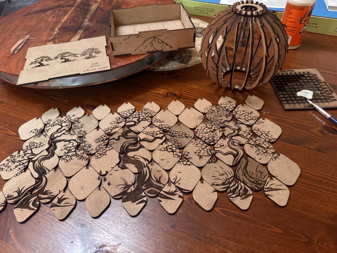 Laser Cut Wood Sphere Lamp Shade With Cherry Blossom Design - Etsy