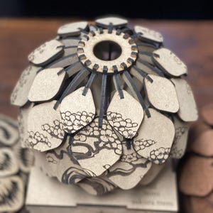 Laser Cut Wood Sphere Lamp Shade With Cherry Blossom Design - Etsy