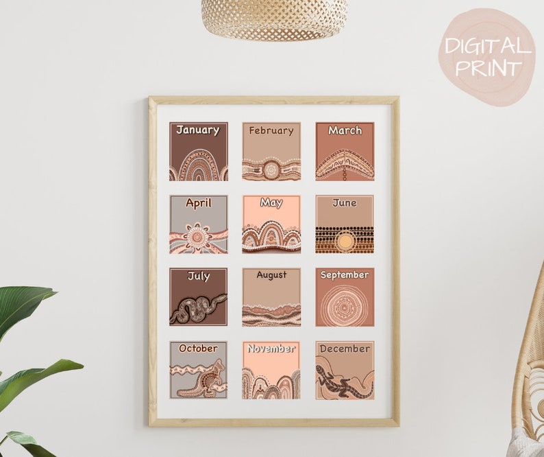 Indigenous Inspired Birthday Chart / Months of the Year - Etsy