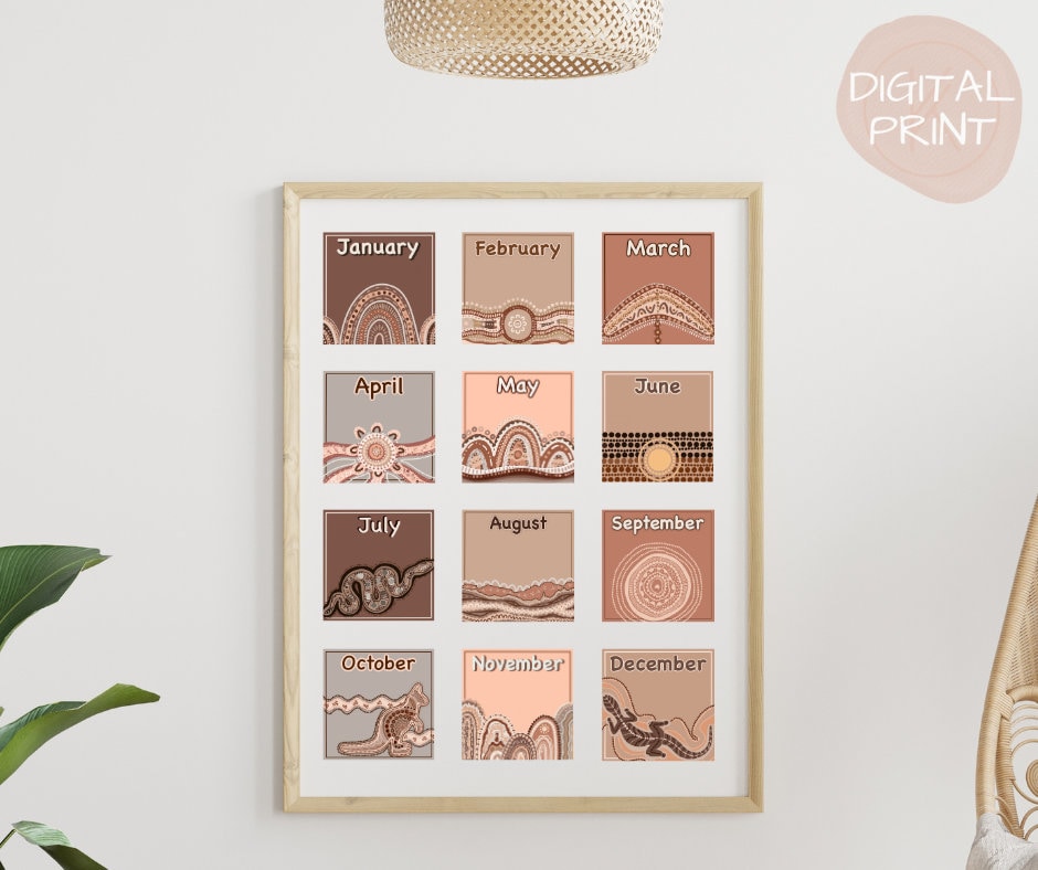 Indigenous Inspired Birthday Chart / Months of the Year - Etsy Australia