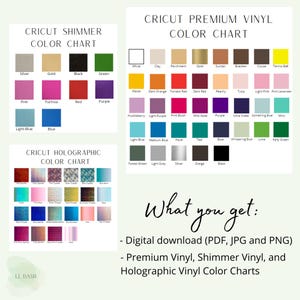 Cricut Premium Vinyl Color Charts - Etsy