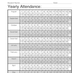 Homeschool Yearly Attendance Form (horizontal) - Etsy