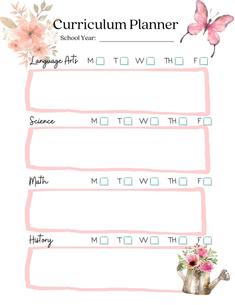 Floral Curriculum Planner - Etsy