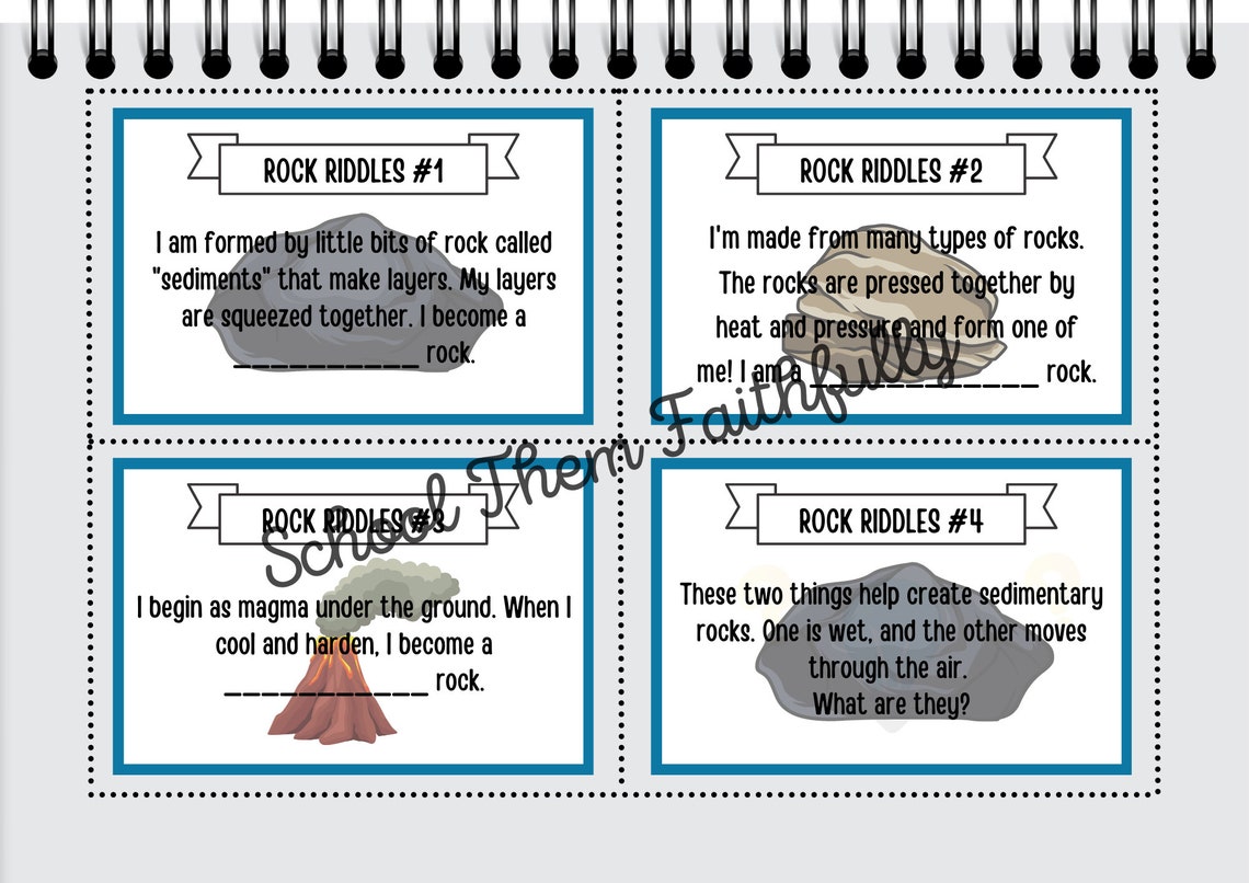 Rock Riddles: Worksheet and Flash Card Game - Etsy