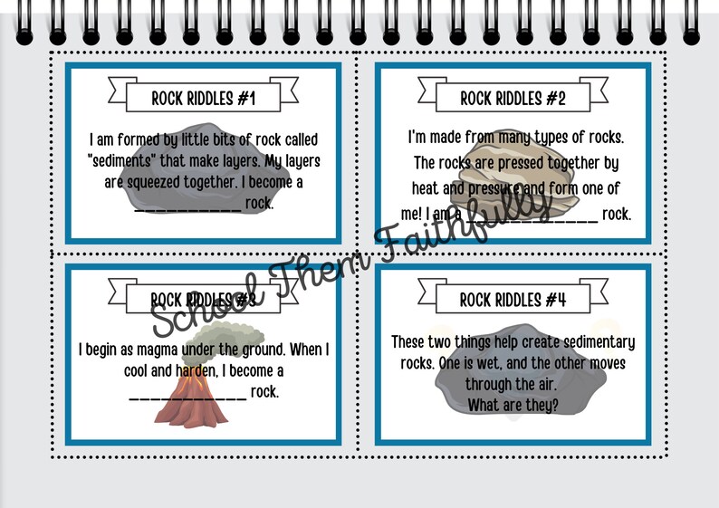 Rock Riddles: Worksheet and Flash Card Game - Etsy
