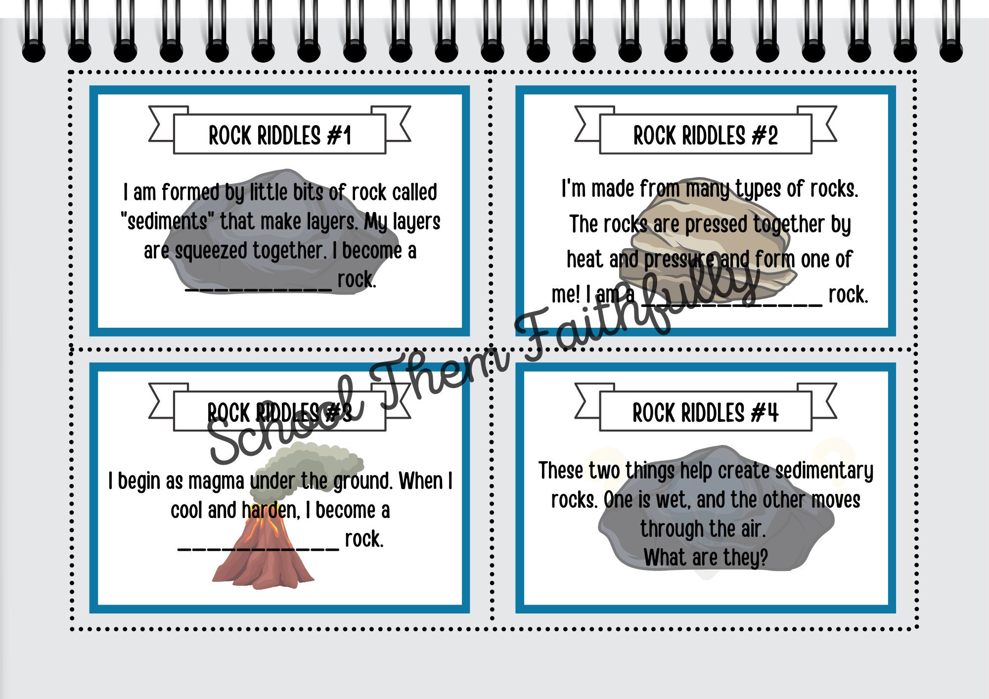 Rock Riddles: Worksheet and Flash Card Game - Etsy