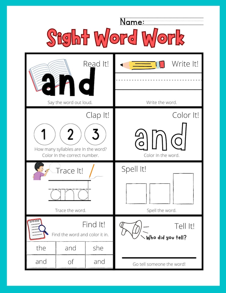 Fry's Sight Word Packet #1 - Etsy