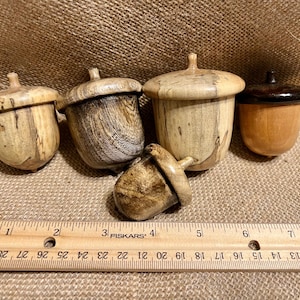 Wooden Acorns - Maple, Hackberry, Bradford Pear, Set of 5, Fall Decor ...