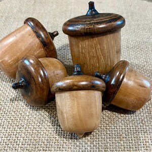 Wooden Acorns - Maple, Hackberry, Bradford Pear, Set of 5, Fall Decor ...