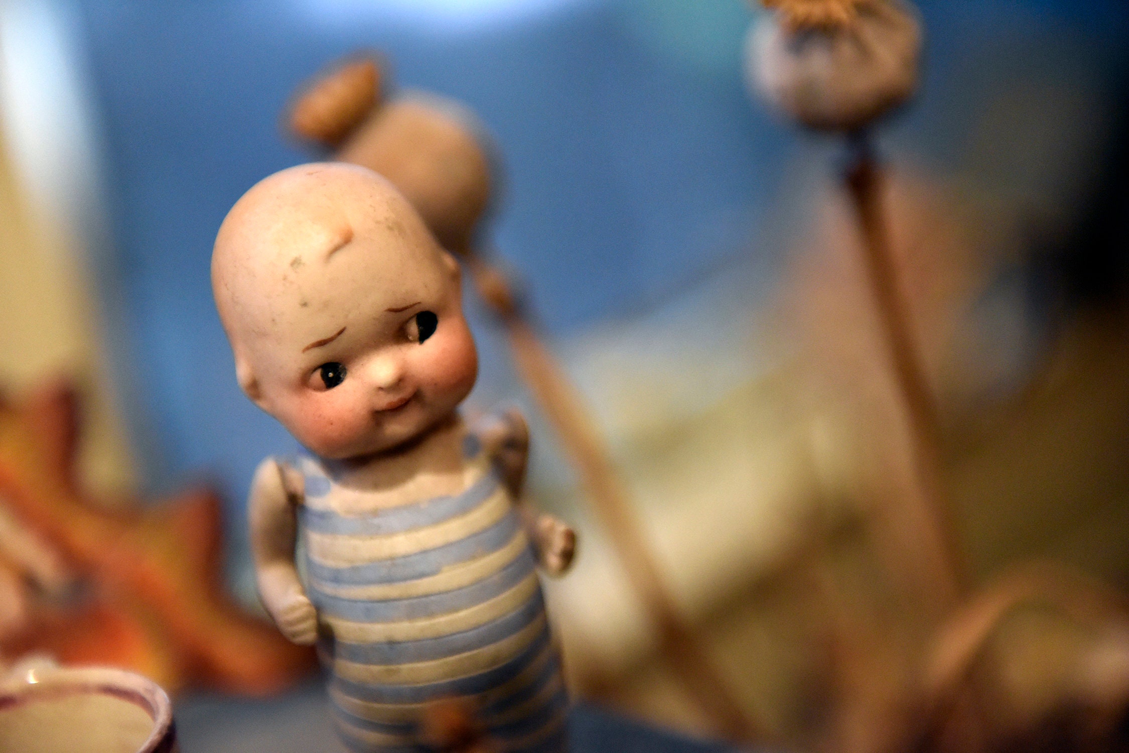 Cute Kewpie Boy Baby Doll, Porcelain Antique Figurine. Color Film Fine ...