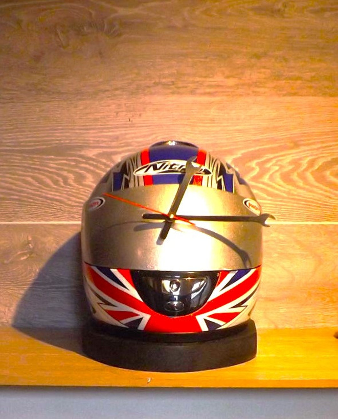 Union Jack Motorcycle Helmet Clock-design-functional Timepiece With ...