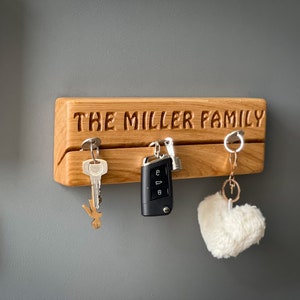 Personalised Solid Oak Key Holder | Wooden Key Holder | Key Organiser ...